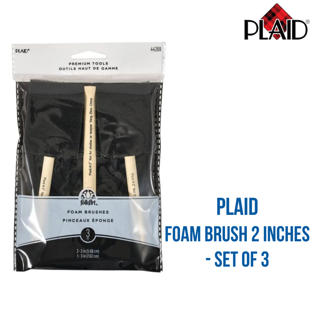 Arthub - Plaid Folkart Foam Brushes 1 / 2 / 3 inches (Set, Wooden ...