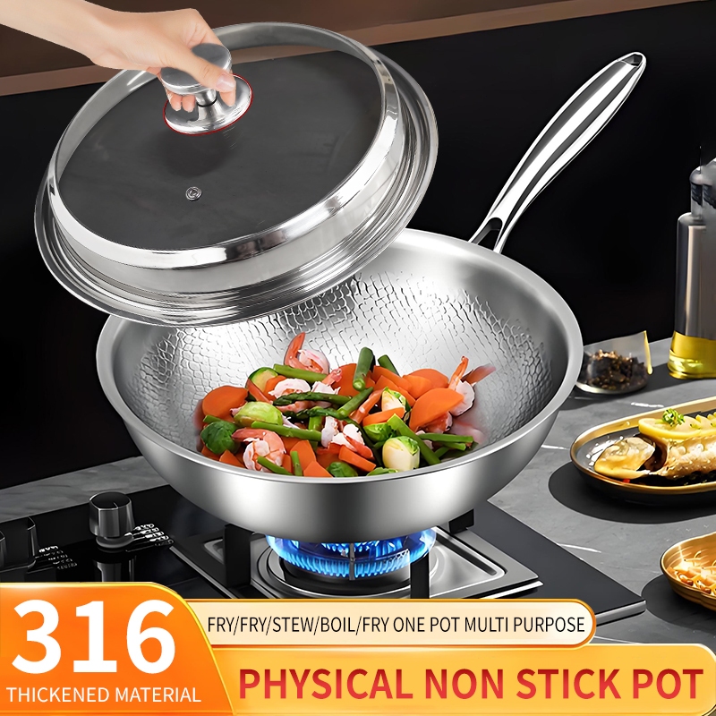 316 stainless steel flat bottomed pan for household use uncoated food ...