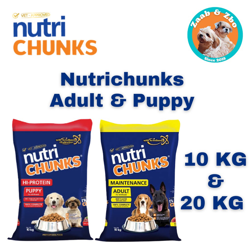 Nutrichunks Adult and Puppy Dog Food Dry Food in 10 KG & 20 KG | Shopee ...