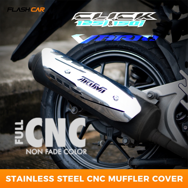 CNC Exhaust Cover Stainless Steel Muffler Cover Heat Guard Honda Click ...
