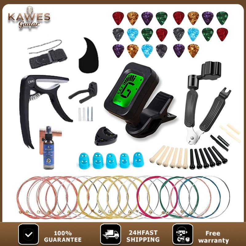 67 PCS Guitar Accessories Kit Including Guitar Picks,Capo,Acoustic Guitar Strings 3 in 1String ...
