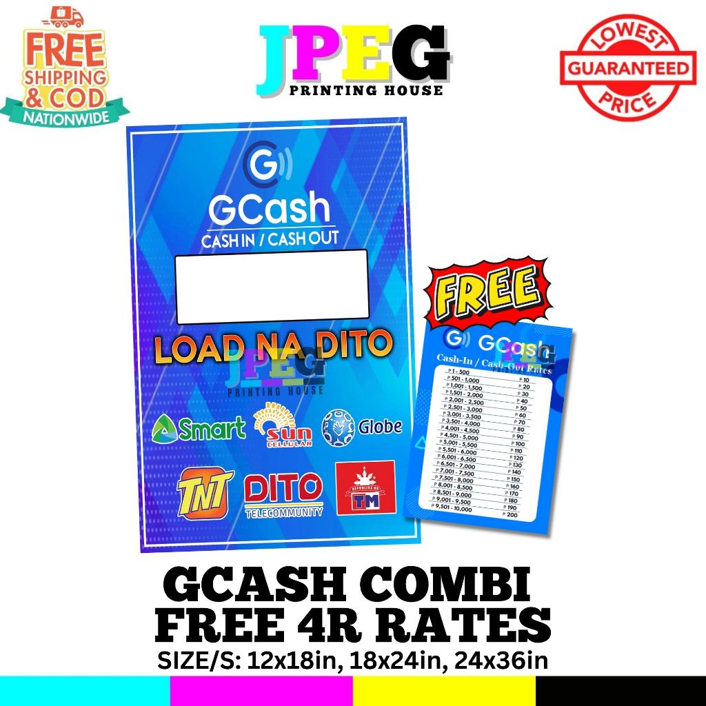 COMBI - GCASH TARP w/ Load na dito + FREE LAMINATED RATES RC FD1 ...