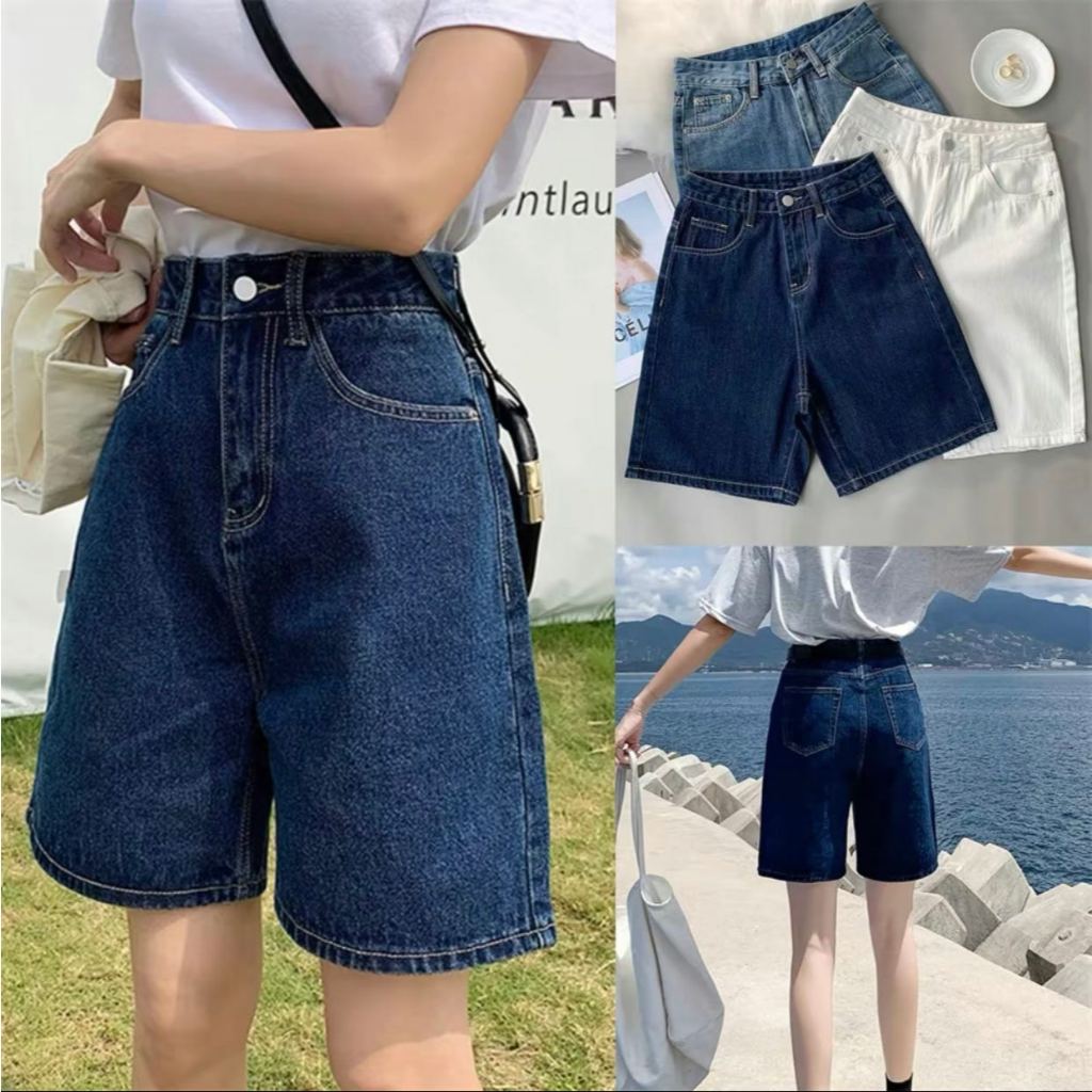 UNINSEX FIVE-POINT SHORTS High-Waisted Korean Style Denim Shorts with ...