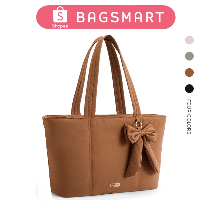 BAGSMART Fashion Tote Bag Lightweight Shoulder Bag Puffer Casual 14 ...