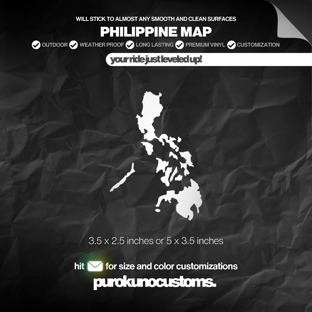 PHILIPPINE MAP Cutout Sticker Decal for Motorcycle, Car, and Bike ...