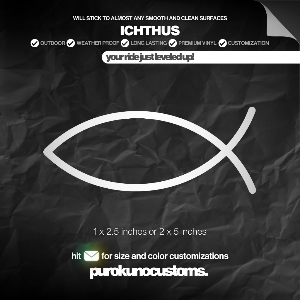 ICHTHUS Cutout Sticker Decal for Motorcycle, Car, and Bike | PUROKUNO ...
