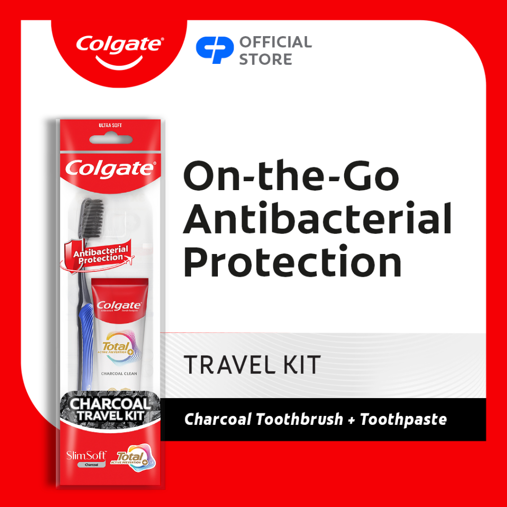 Colgate SlimSoft Travel Pack Toothpaste 35g + Charcoal Toothbrush ...