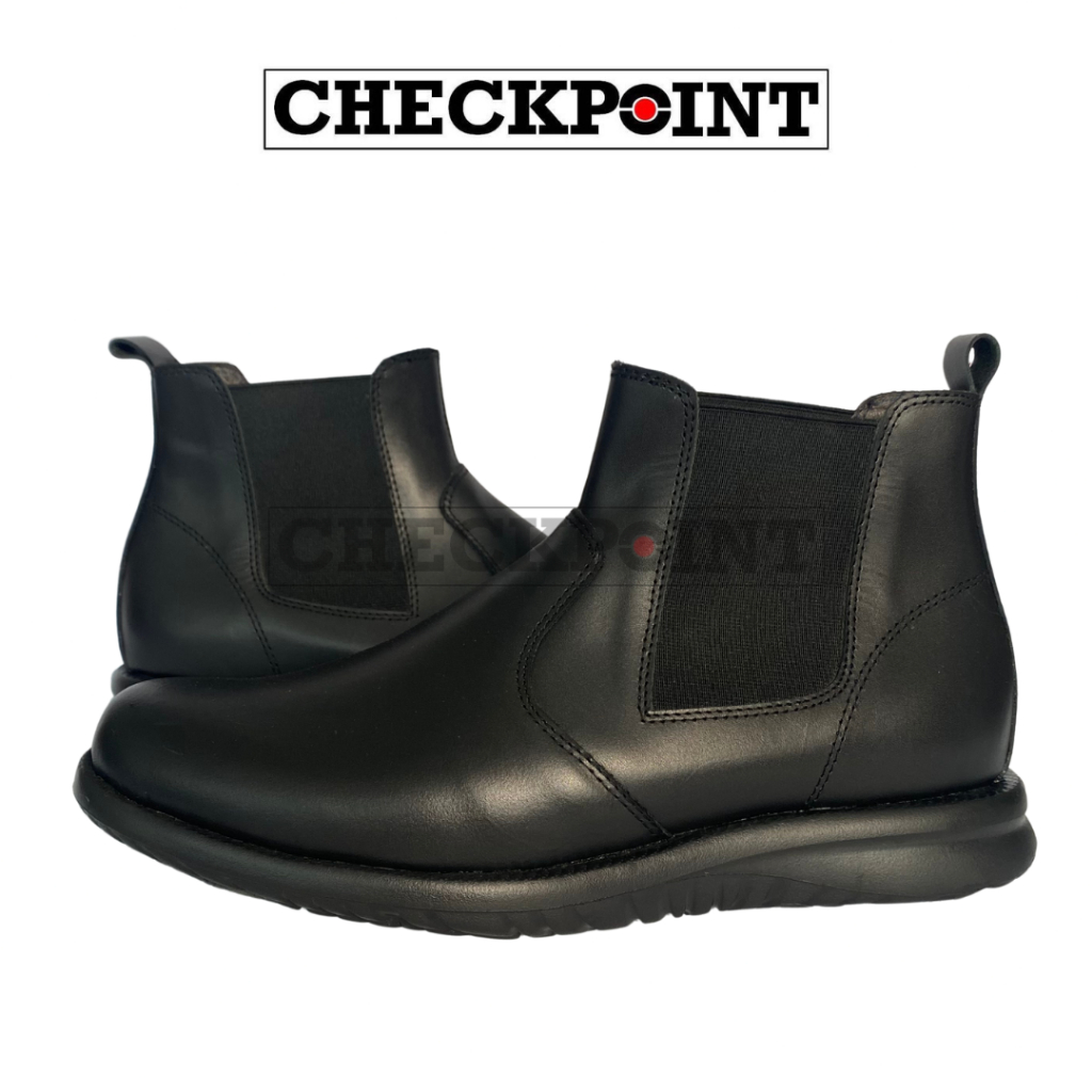 Checkpoint MARIKINA MADE men's LEATHER CHELSEA BOOTS SLIP ON black tan ...