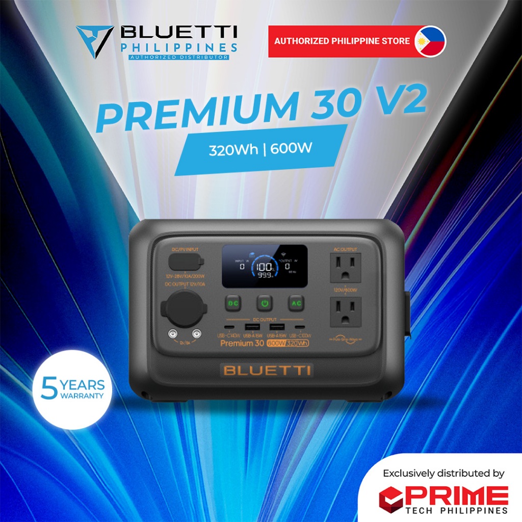 BLUETTI Premium 30 V2 320Wh 600W LiFePO4 Portable Power Station Solar ...