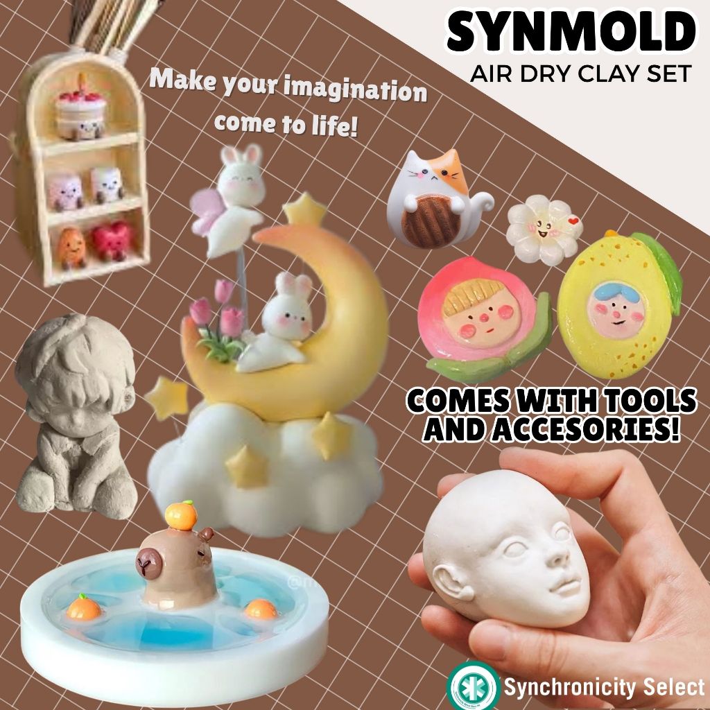 SYNMOLD Air Dry Clay Set with Molder Sandpaper Resin & Paint for DIY ...
