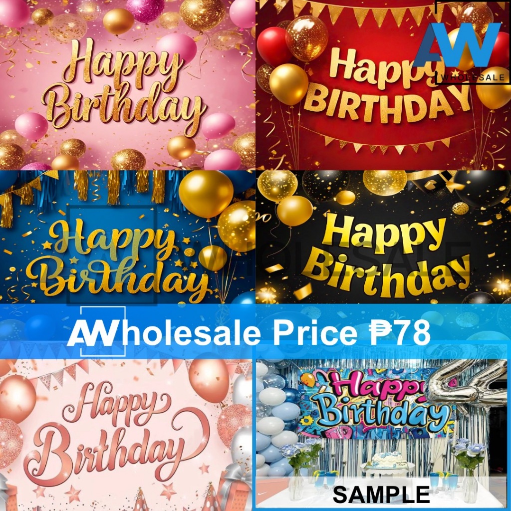 PS-547 [1 pc] Happy Birthday Backdrop Tarpaulin Tarp Birthday Backdrop Decoration Party Needs ...