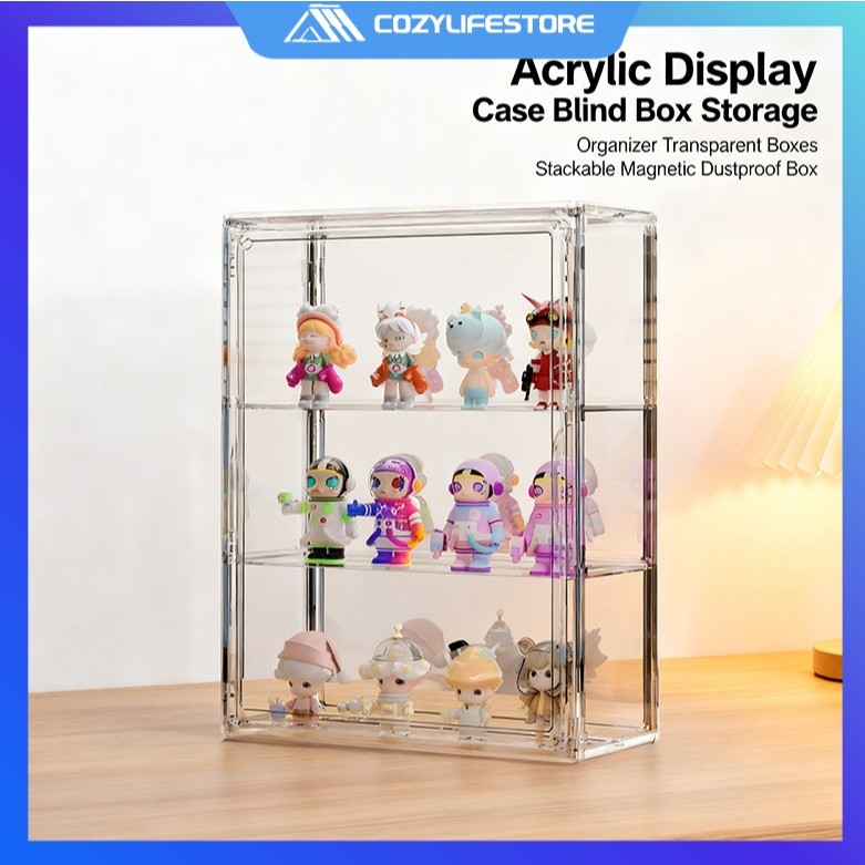 2/3-Tier Acrylic Display Case with 360 Rotation Dustproof Wall Mounted ...