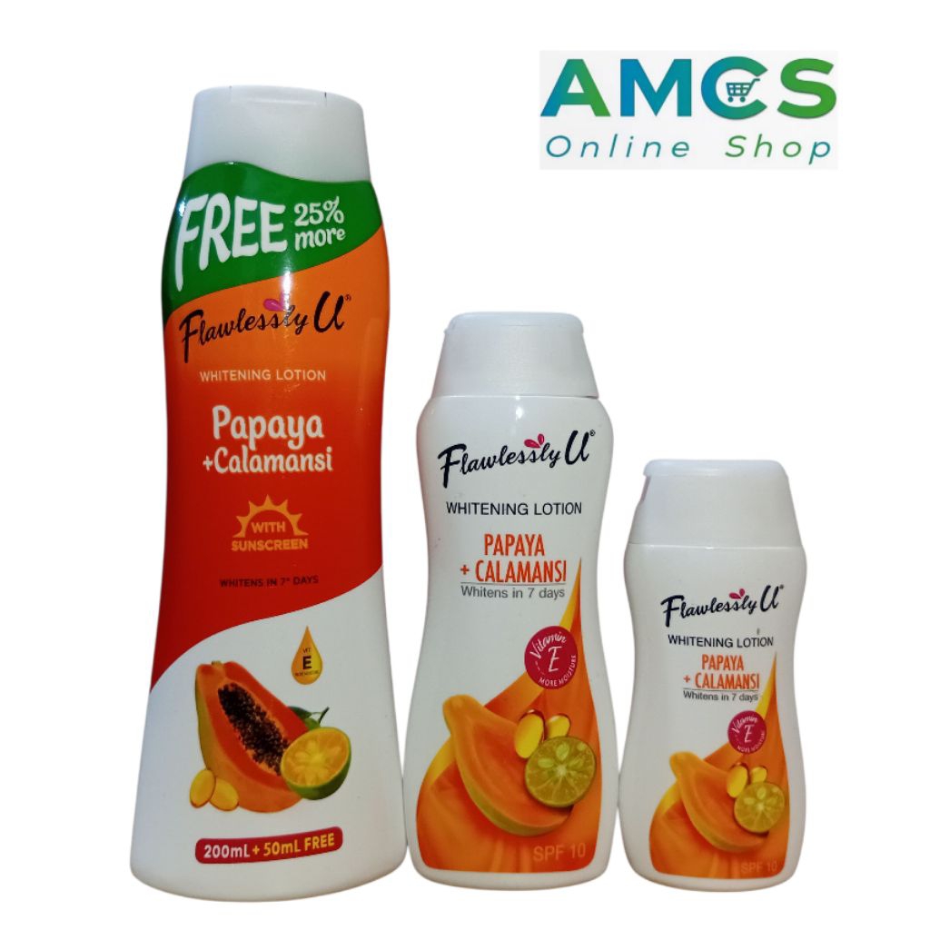 Flawlessly U Whitening Lotion Papaya+Calamansi 200ml | 100ml | 50ml ...
