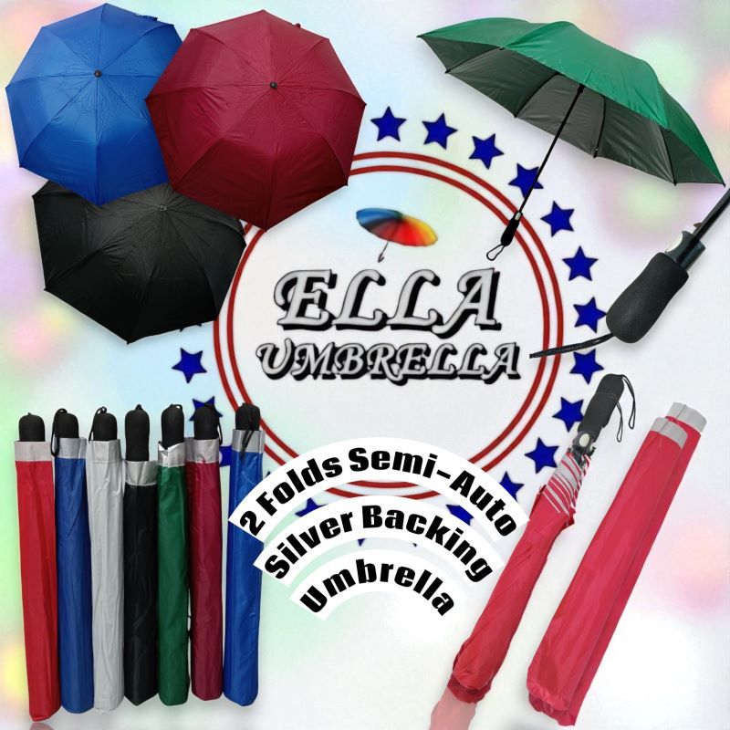 (ELLASHOP) 2 folds umbrella large size 120 cm when fully opened plain ...