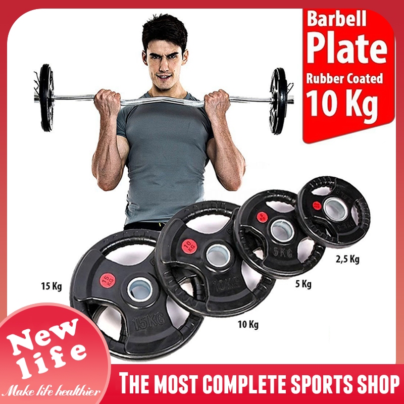 Weight Plates Tri Grip Olympic 3/5/10/15/20/25/30KG Plate Rubber Coated ...
