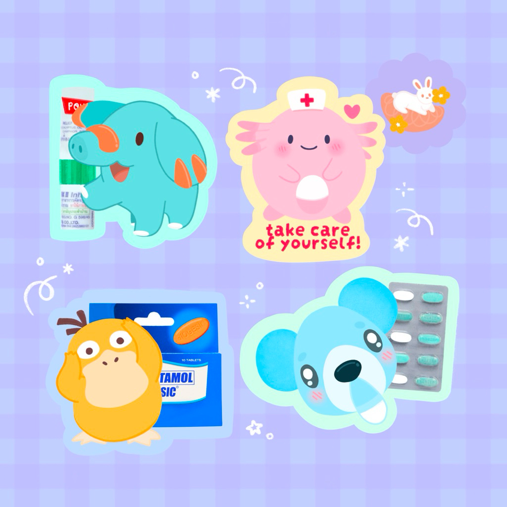 Pokemon Take Care Waterproof Fan Art Stickers- Chansey, Psyduck ...