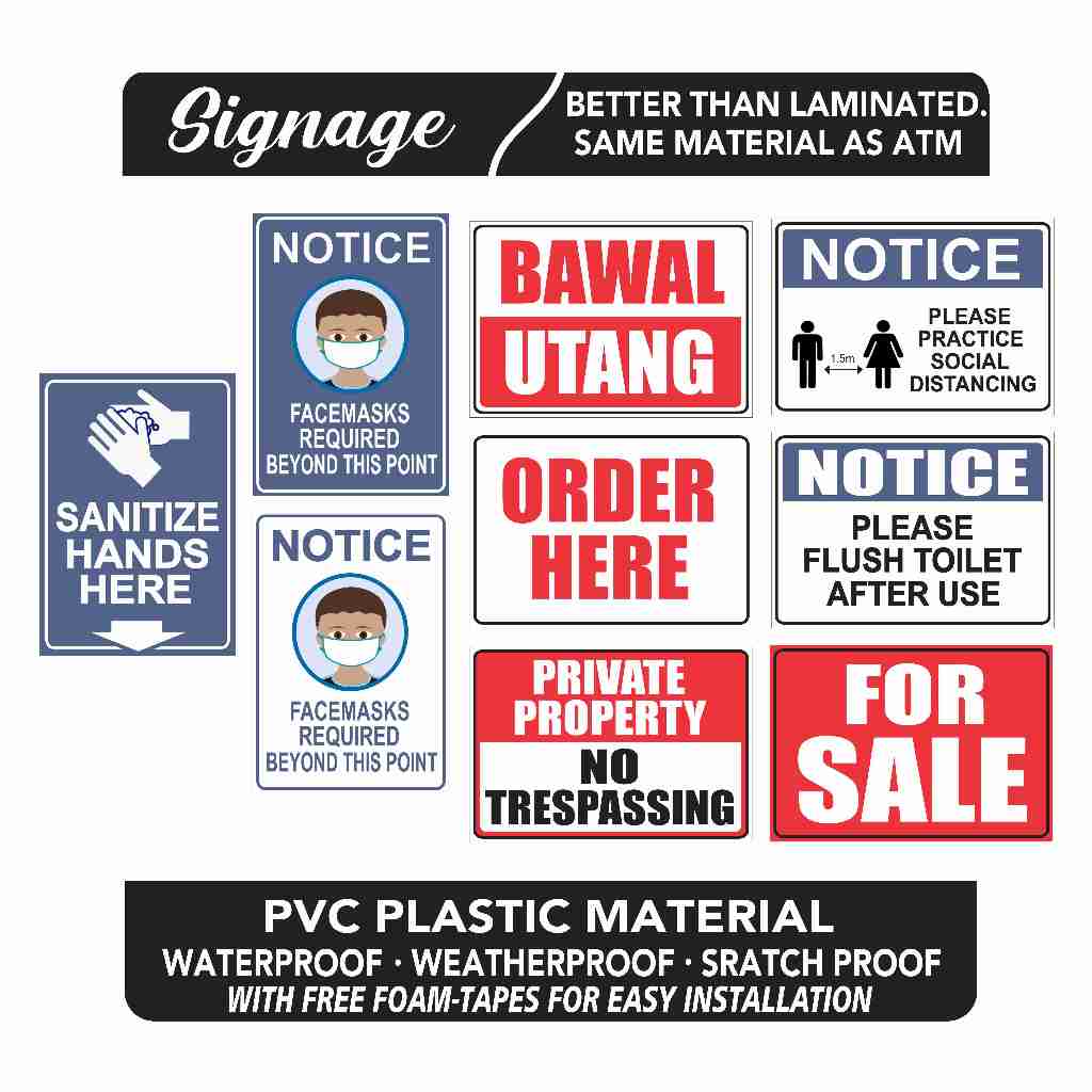 PVC PLASTIC signage for Establishments A4 size bawal utang please pay ...