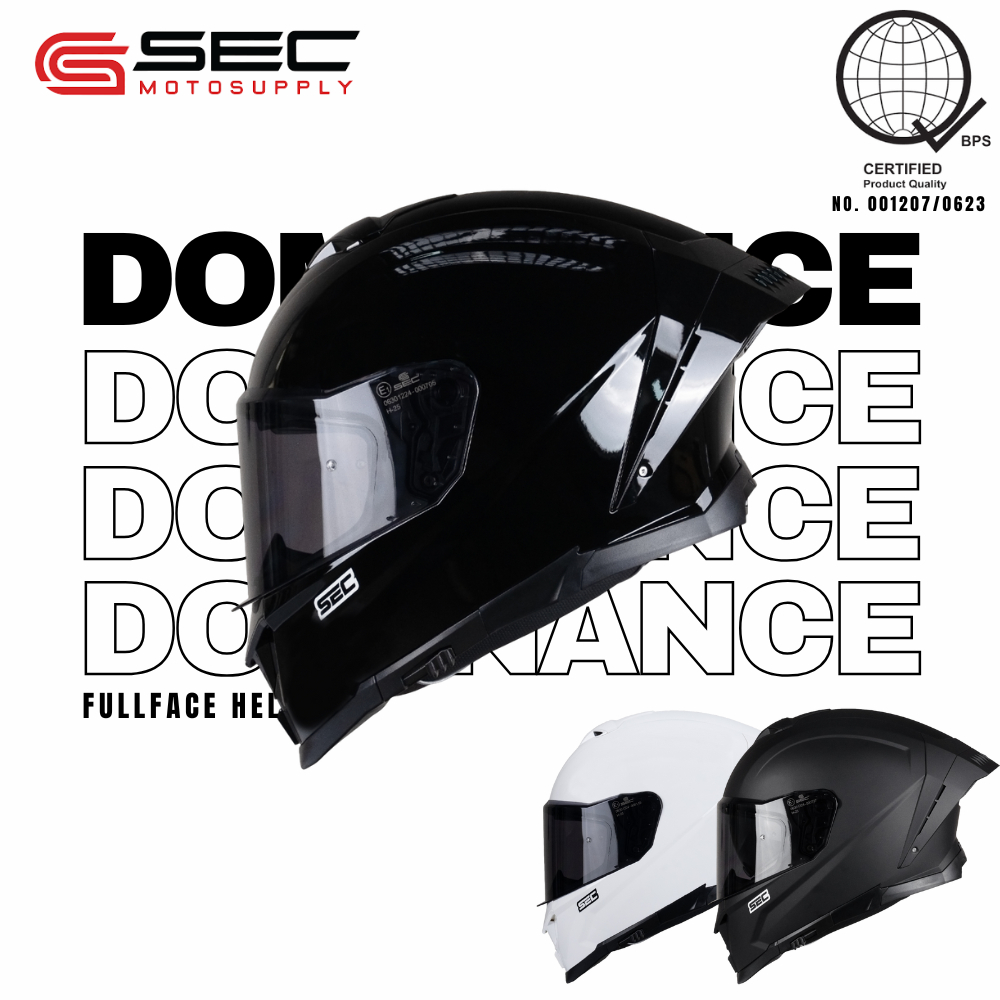 Sec Full Face Helmet for Motorcycle - Dominance Plain Gloss/Matte (S ...