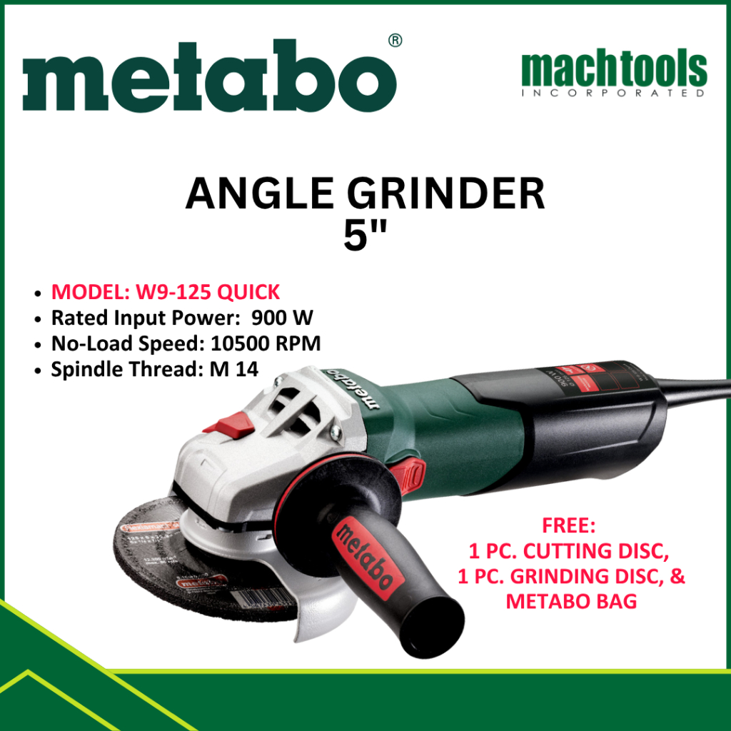 METABO ANGLE GRINDER 5"- 900 WATTS -- MADE IN GERMANY -QUICK ...