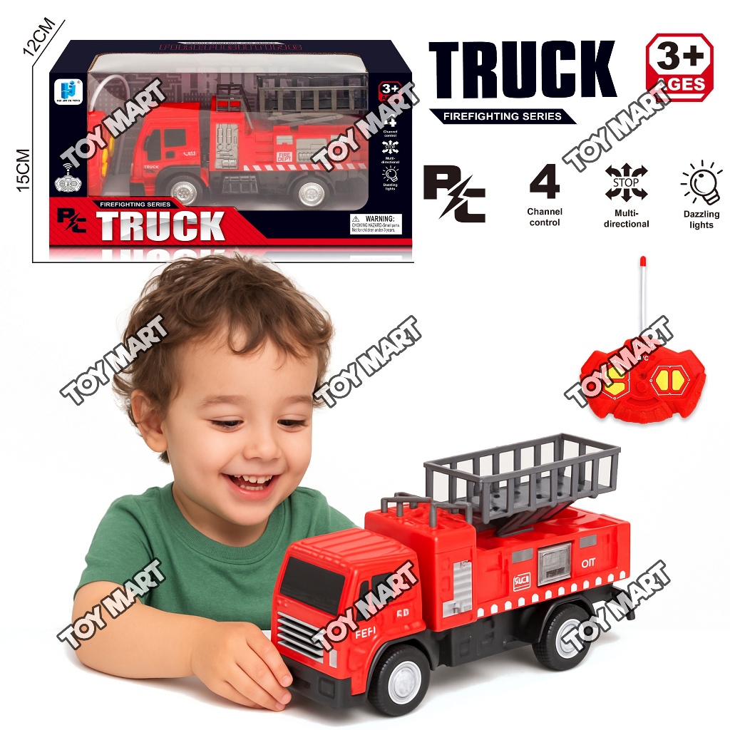 Remote Control Fire Dept Rescue Truck RC 4-Channel Fire Ladder Truck ...