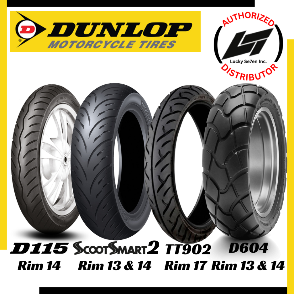 Dunlop Motorcycle Tires D115 Scoot Smart 2 TT902 D604 Rim 13 14 17 ...