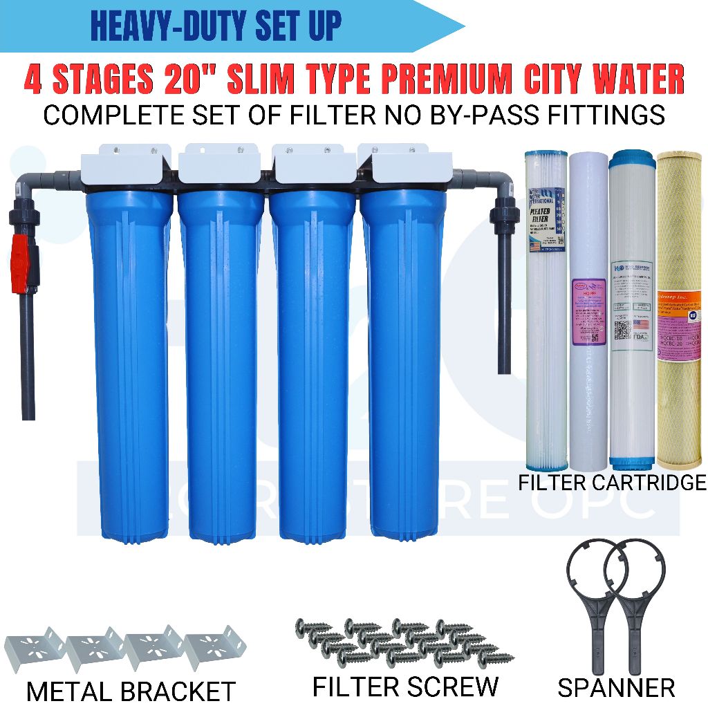 4 Stages Water Filter City Water Premium Heavy Duty Complete Set with ...