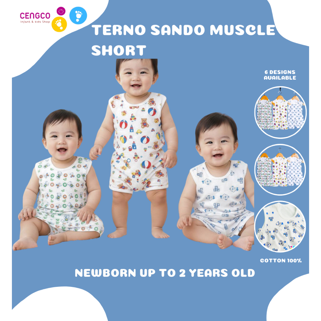 Cengco 3 Pairs Sando Terno Short for Baby Boys Newborn to Toddler Pure ...