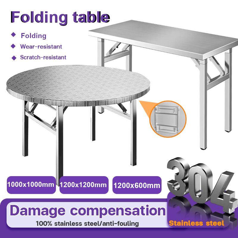 Stainless Steel Table Foldable Round Table/Square Table Dining Portable ...