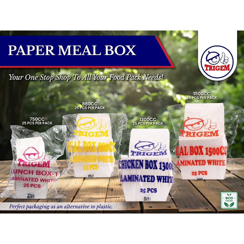[ 25 Pcs Per Pack ] TRIGEM MEAL BOX Lunch Box 750 cc; 880 cc; 1300 cc ...