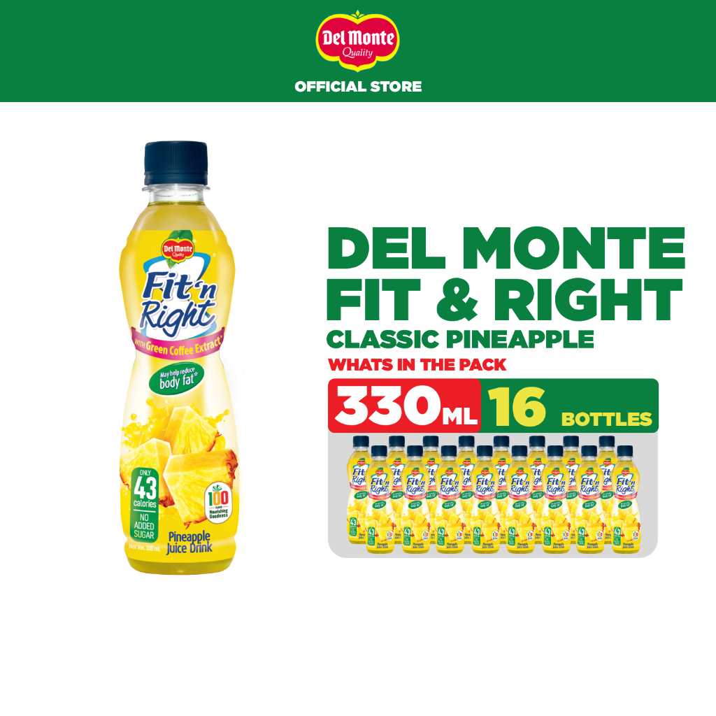 Del Monte Fit 'n Right Classic Pineapple Juice Drink - Pre Workout Pack ...