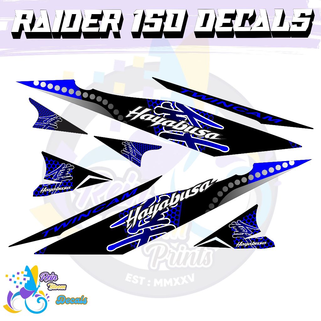 SUZUKI RAIDER 150 1st GEN DECALS ( HAYABUSA Stock Design ) W FREEBIES ...