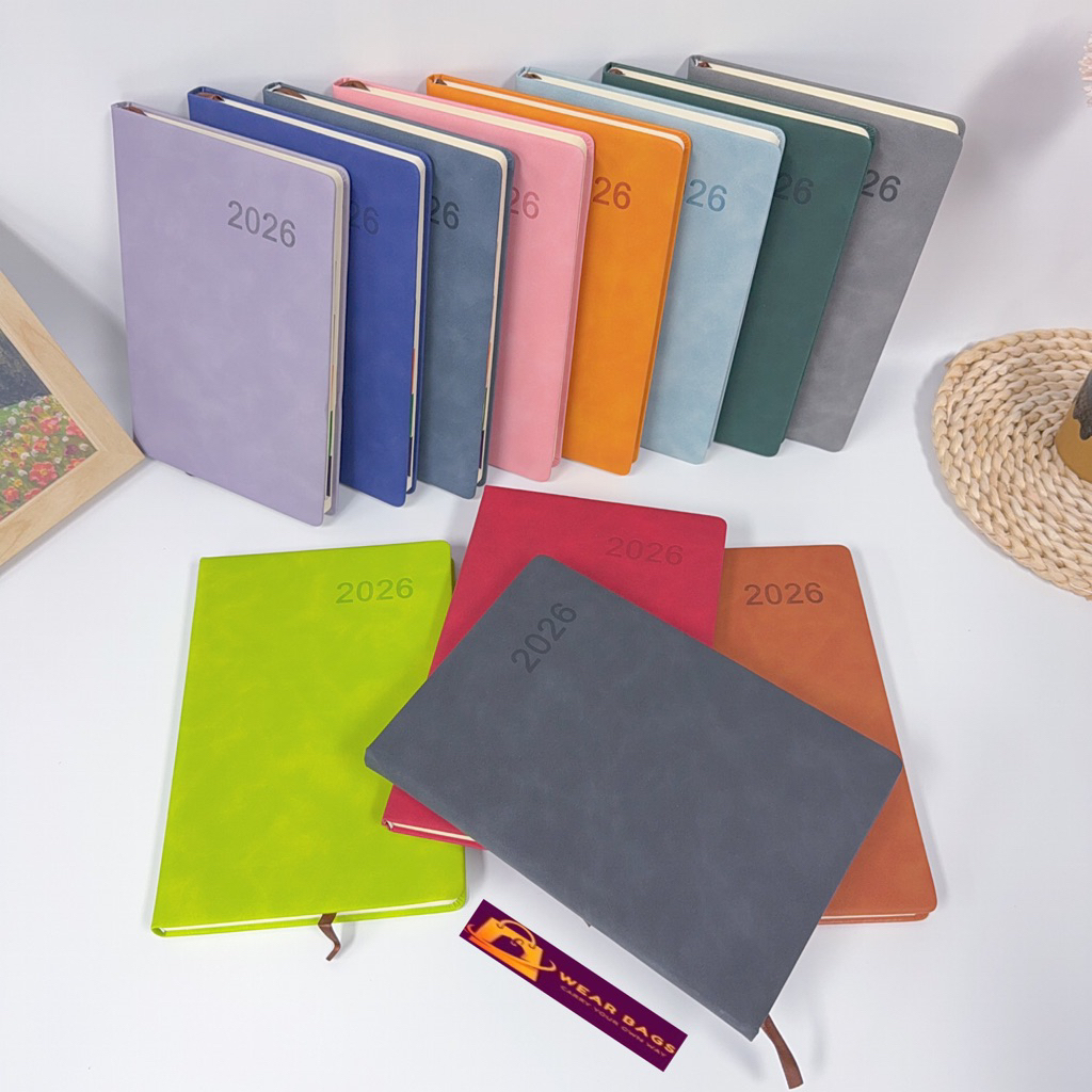 Year 2026 Calendar Planner Notebook Thick Hard Cover PU Leather Journal ...