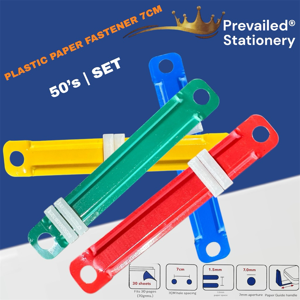 PREVAILED®STATIONERY PLASTIC PAPER FASTENER 7CM 50’s | Shopee Philippines