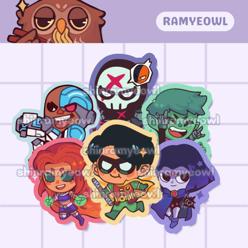 DC Teen Titans Part 1 • Waterproof Matte Stickers • Shin Ramyeowl ...