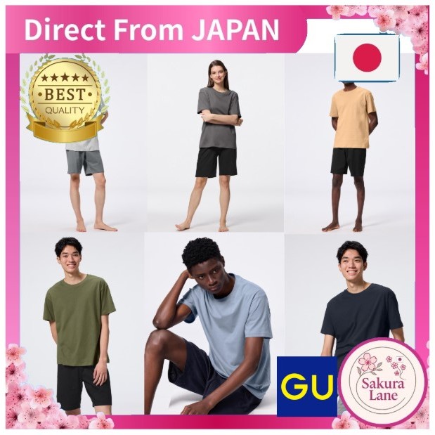 GU Cotton Collar Lounge Set (Short Sleeves & Shorts) Unisex 【Direct ...