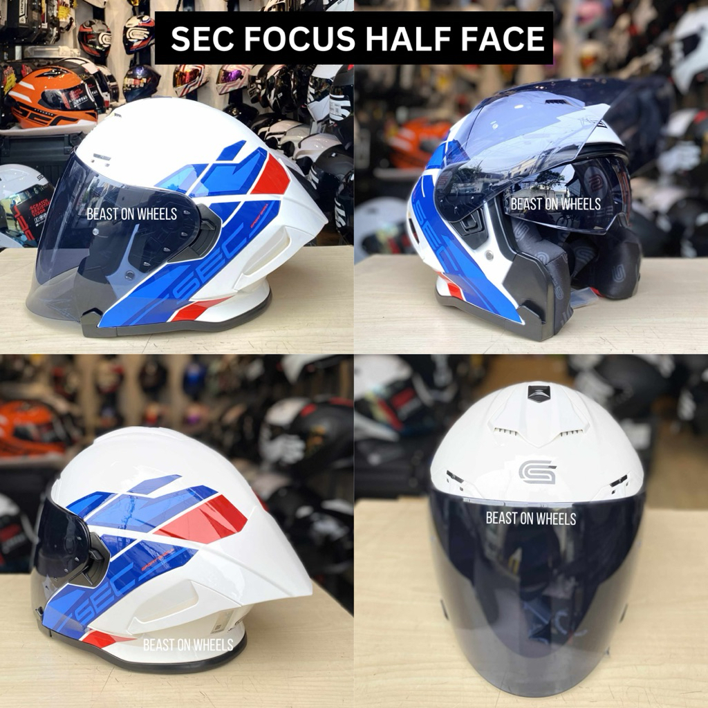 Original SEC Focus Half Face Helmet Dual Visor Sun Visor | Shopee ...