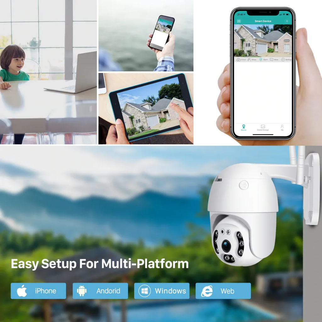 CCTV Camera Wifi Connect To Cellphon 8MP Dual Lens 3D Panoramic Outdoor ...