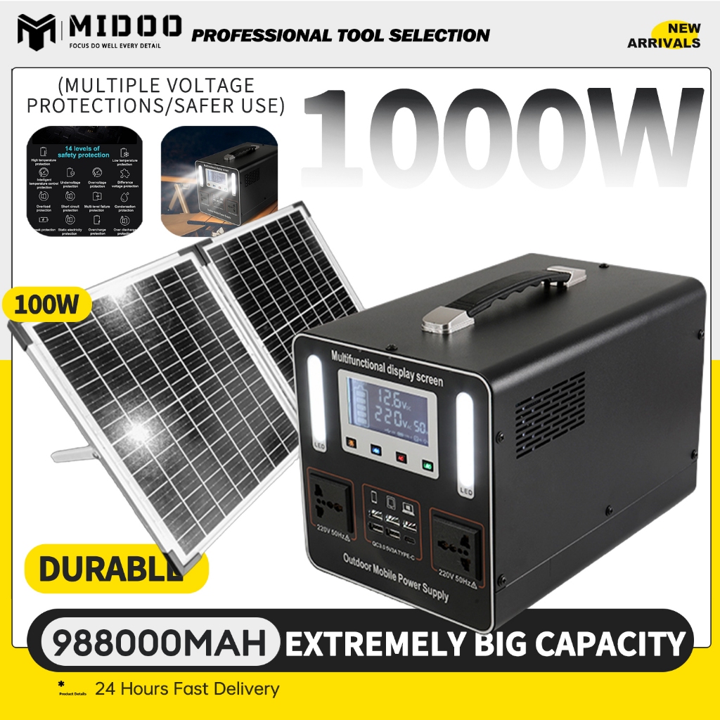 MIDOO 1000W Power Station 988,000mAh Large Capacity Multi-Function ...