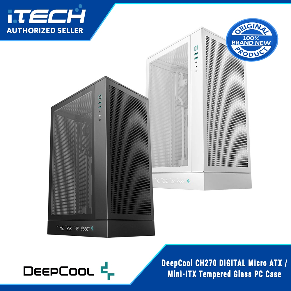 DeepCool CH270 DIGITAL Micro ATX /Mini-ITX Tempered Glass PC Case ...