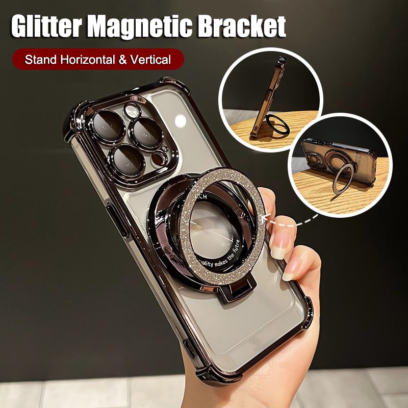 CrashStar Glitter Magnetic Foldable Stand Airbag Phone Case iPhone 16 ...