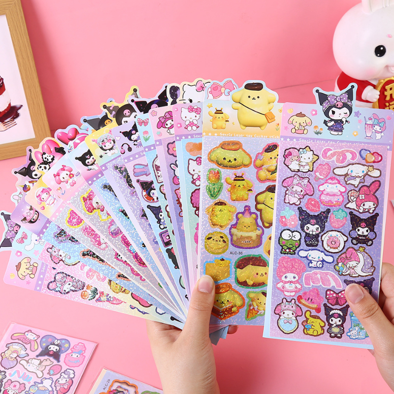 20Pcs Sanrio Kuromi Melody Cinnamoroll Sticker Sheet with Laser Finish ...