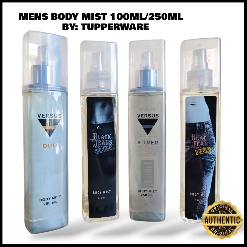 Tupperware Men's Body Mist 100ml/250ml (Versus/Fidelity/BlackJeans ...
