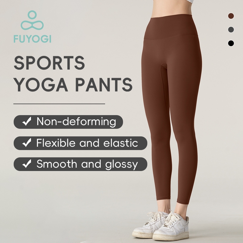 FUYOGI Yoga Pants No Front Crotch Quick Dry Breathable High Waist Women ...