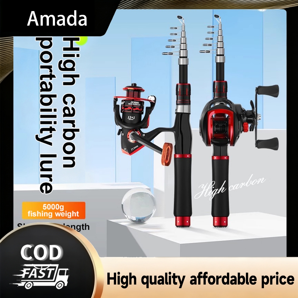 Amada Pro Fishing Rod Set ultralight Telescopic Original1.8M Handle ...