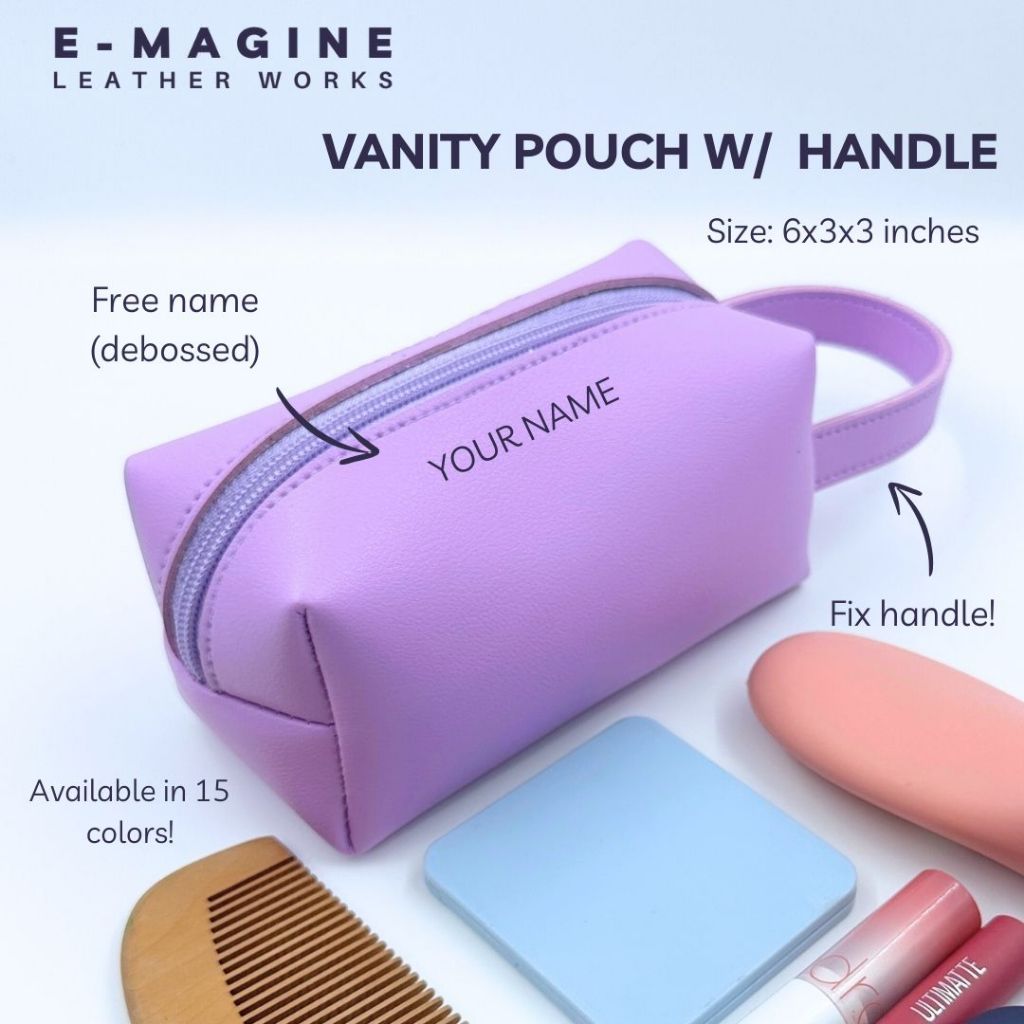 Personalized Vanity Pouch with Handle / Personalized Pouch by Emagine ...