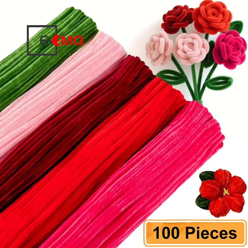 100pcs丨Fuzzy Wire Color Chenille Wire Diy Fuzzy Wire Twist Stick ...
