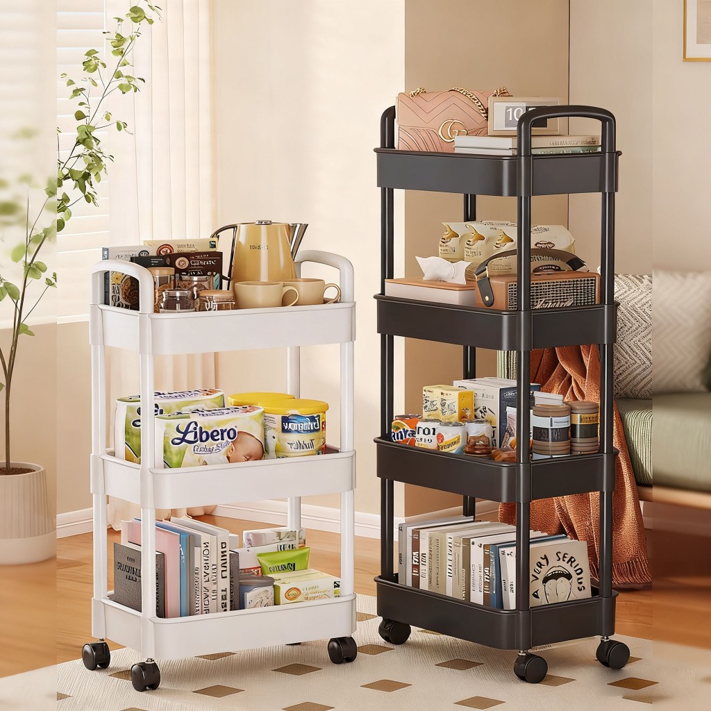 Storage cart, storage rack, snack organizer, kitchen storage, bathroom ...