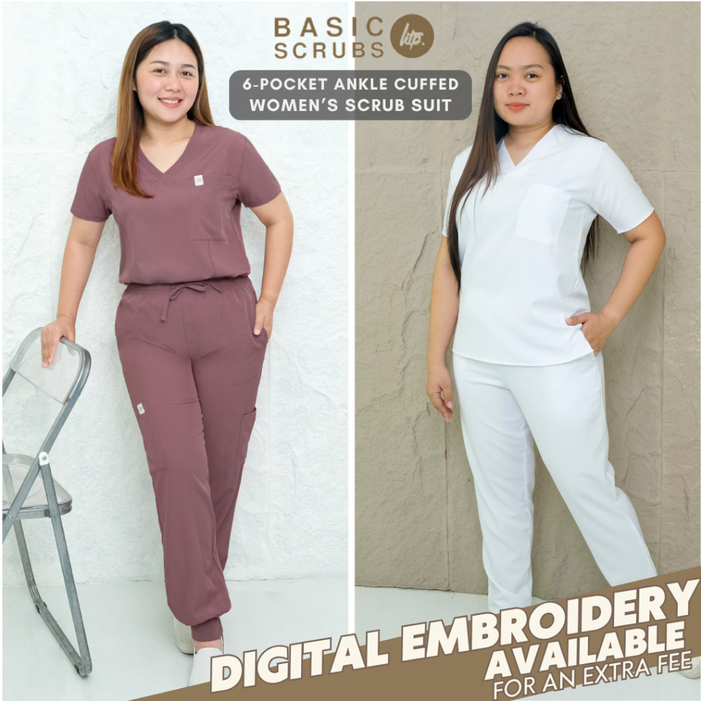 HTP Basics 6P Ankle-Cuffed Women's Scrub Suit Set | Scrubsuit with ...