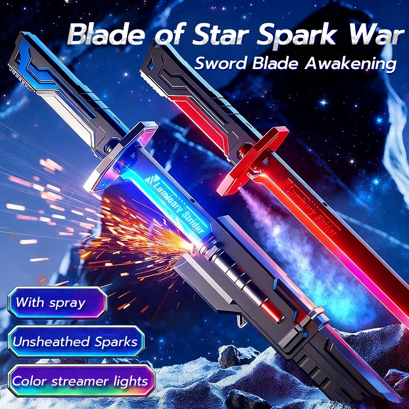 Colorful Streamer Glowing Sword Toys with Spark & Smoke Effect Light ...