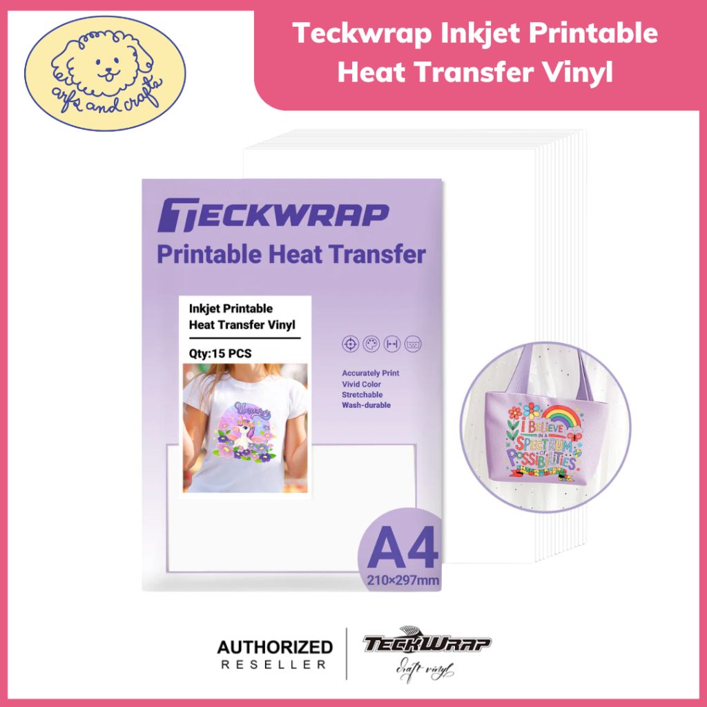 Teckwrap Inkjet Printable Heat Transfer Vinyl A4 15 pcs | Shopee ...